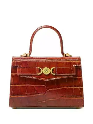 Versace Small Croc-effect Tote Bag With Medusa '95 Hardware
