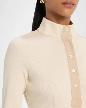 Veronica Beard Reynart Long-sleeve Rib-knit Top - Limestone