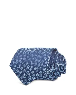 Bloomingdale'S Floral Silk Neck Tie - Blue