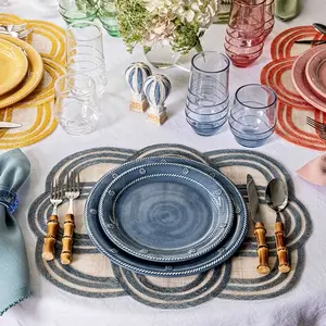 JULISKA Scallop Stripe Placemat - Blue