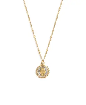 KARMA AND LUCK Plated Hamsa Medallion Necklace - Gold