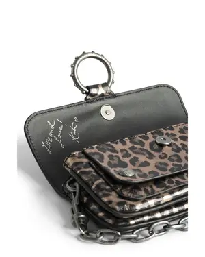 Zadig&Voltaire X Kate Moss Metallic Leopard Print Leather Chain Wallet