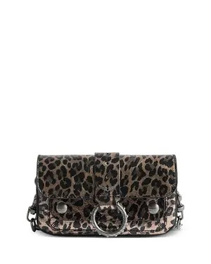 Zadig&Voltaire X Kate Moss Metallic Leopard Print Leather Chain Wallet - Silver