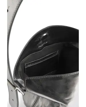Zadig&Voltaire Baby Jane Vintage Metallic Leather Convertible Crossbody - Gun