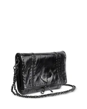 Zadig&Voltaire Rock Studded Vintage Patent Leather Clutch - Black