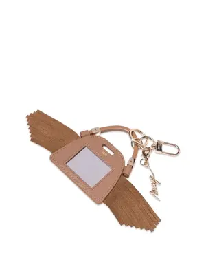 Maje Miss M Fringed Suede Mini Mirror Bag Charm - Camel