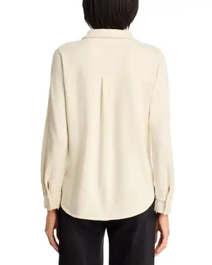 Eileen Fisher Garment Dyed Terry Classic Collar Shirt - Bone