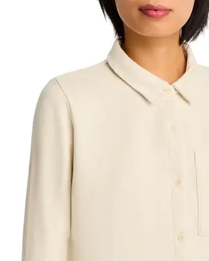 Eileen Fisher Garment Dyed Terry Classic Collar Shirt - Bone