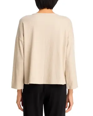 Eileen Fisher Crinkled Jersey Bracelet Sleeve Top