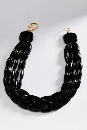 Anthropologie Chunky Layered Beaded Necklace - Black
