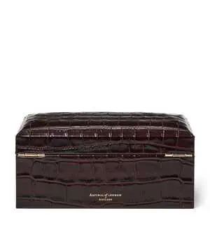 ASPINAL OF LONDON Leather Croc-embossed 3-piece Watch Box