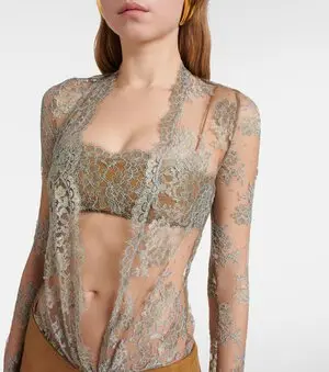 Christopher Esber Sèpienne Lace And Suede Gown - Multicoloured