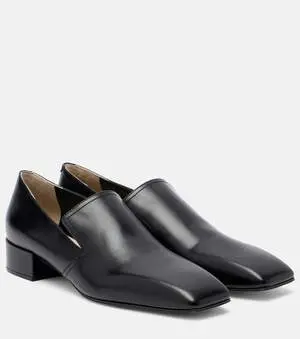 CHRISTEN Classic Square Leather Loafers - Black