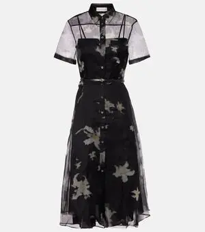 Altuzarra Kiera Floral Silk Midi Dress - Black