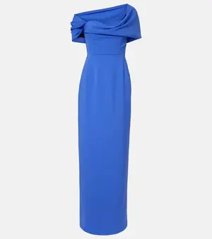 Carolina Herrera Draped Off-shoulder Crêpe Gown - Blue