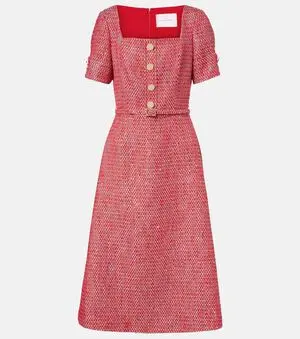 Carolina Herrera Cotton-blend Lamé Tweed Midi Dress - Multicoloured