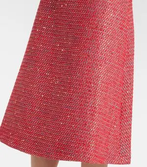 Carolina Herrera Cotton-blend Lamé Tweed Midi Dress - Multicoloured