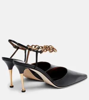 Manolo Blahnik Detana 90 Leather Slingback Pumps