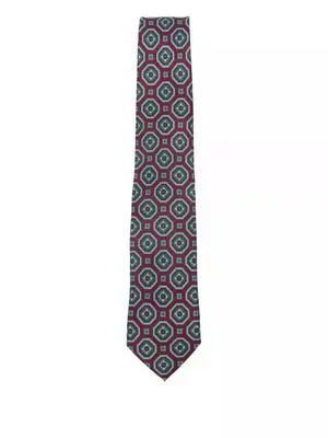 BIGI Geometric-patterned Neck Tie - Red