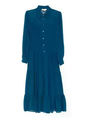 Michael Kors Smocked Shirt Dress - Blue