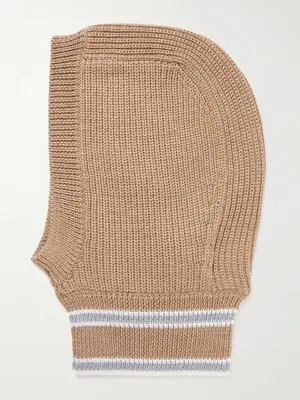 Fusalp Striped Ribbed Wool Balaclava - Neutrals
