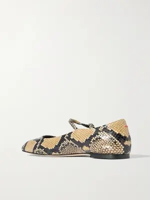 AeydĒ Uma Snake-effect Leather Mary Jane Ballet Flats - Animal Print