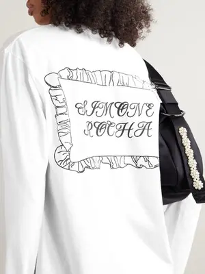 Simone Rocha Printed Cotton-jersey T-shirt - White