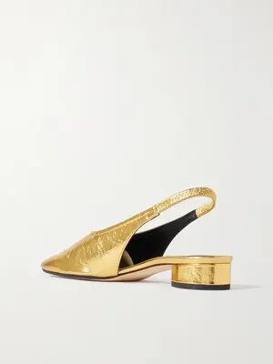 AeydĒ Dua Metallic Crinkled-leather Slingback Pumps - Gold