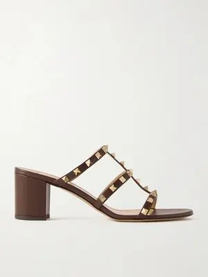 Women's Rockstud Calfskin Leather Slide 60 Mm Sandals