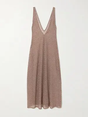 Missoni Metallic Crochet-knit Coverup - Brown