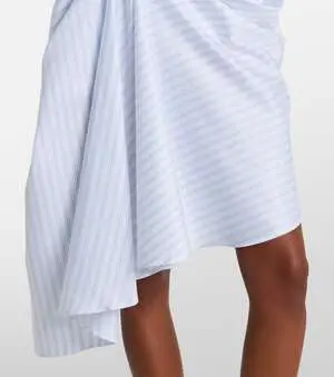 JW Anderson Striped Draped Cotton Poplin Miniskirt