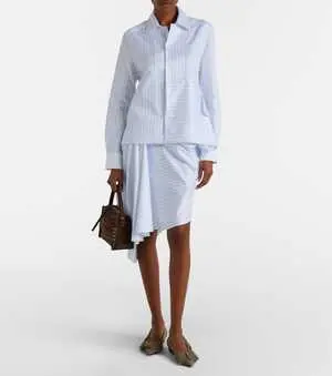 JW Anderson Striped Draped Cotton Poplin Miniskirt