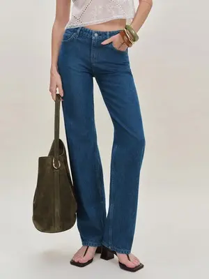 REFORMATION Charlee Low Rise Straight Leg Jeans - Blue