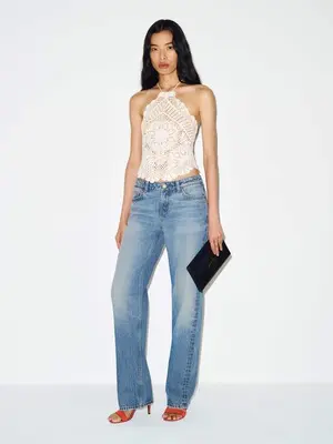REFORMATION Reformation Charlee Low Rise Straight Leg Jeans Blue