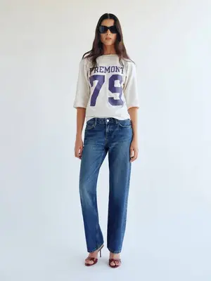 REFORMATION Reformation Charlee Low Rise Straight Leg Jeans Blue