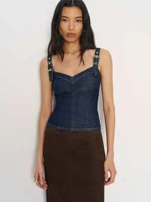 REFORMATION Vickie Denim Top