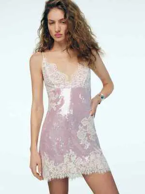 REFORMATION Cassy Lace Dress - Pink