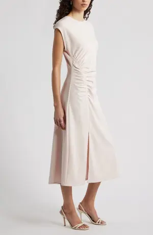 Nordstrom Side Ruched Knit Midi Dress - Pink Wisp
