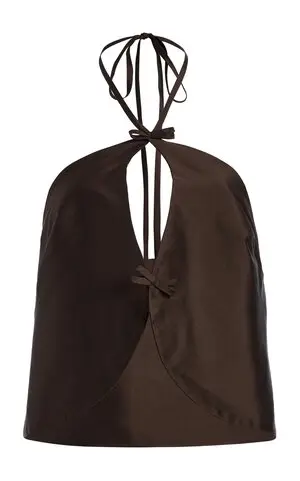 MARLIES GRACE Exclusive Celeste Taffeta Halter Top - Brown