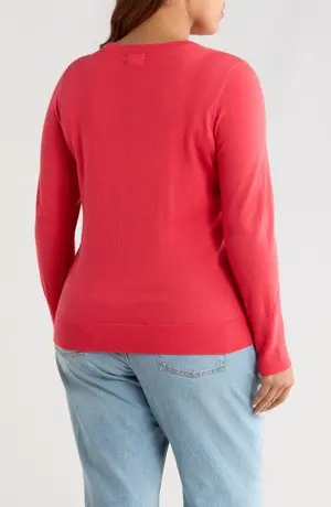 Caslon Crewneck Long-sleeve Sweater - Red Geranium