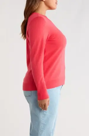 Caslon Crewneck Long-sleeve Sweater - Red Geranium