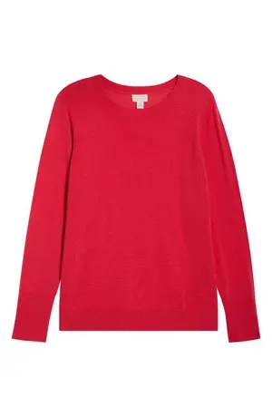 Caslon Crewneck Long-sleeve Sweater - Red Geranium