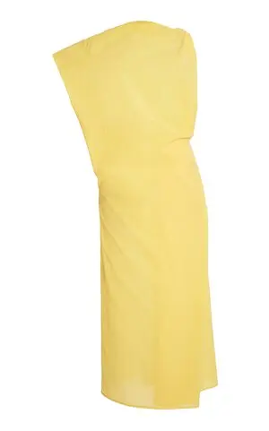 Jacquemus The Draped Cotton-Blend Dress Yellow