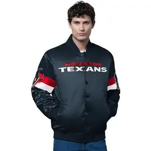 STARTER Houston Texans Triple Option Satin Varsity Jacket