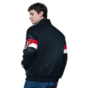STARTER Houston Texans Triple Option Satin Varsity Jacket