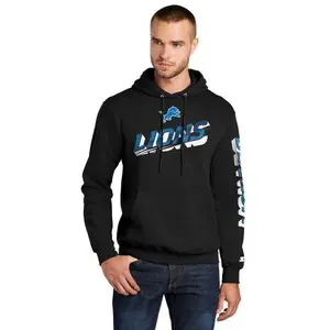 STARTER Detroit Lions Wordmark Logo Pullover Hoodie