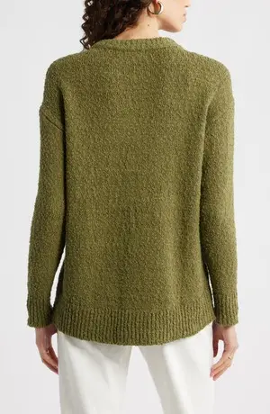 Nordstrom Texture Crewneck Sweater - Olive Capulet