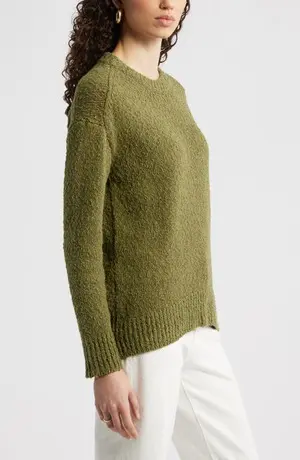 Nordstrom Texture Crewneck Sweater - Olive Capulet