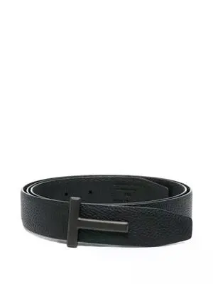 TOM FORD Leather Belt With Logo Buckle - Black