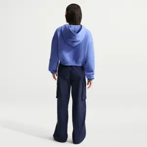 Nike Phoenix Fleece Oversized Cropped Henley Hoodie - Blue